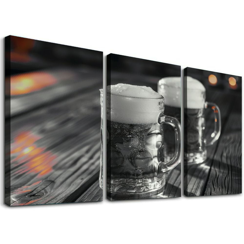 Ulloord Black And White Poster Beer Glass Poster Bar Whiskey Art Deco ...