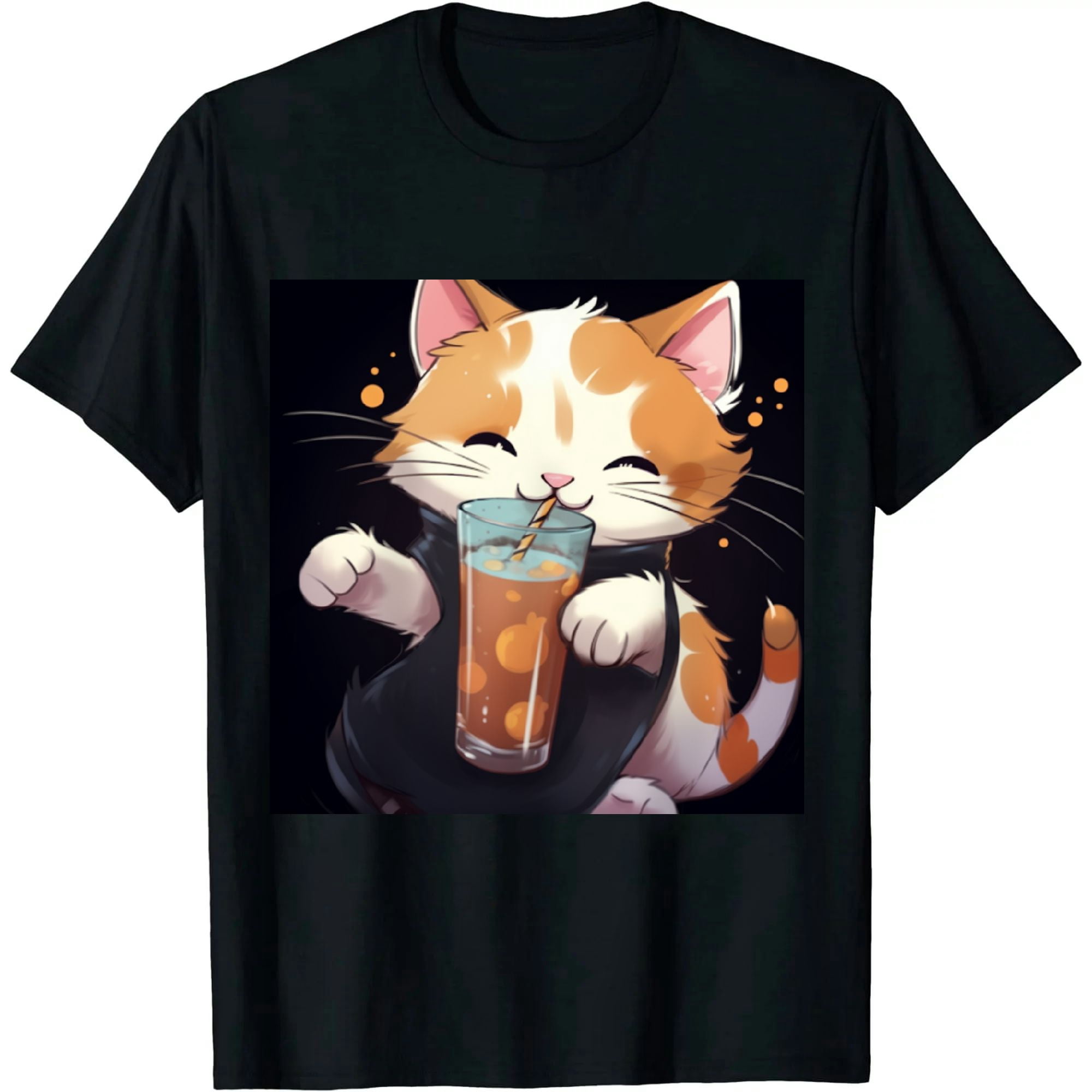 Ulloord Cat Boba Tea Bubble Tea Anime Kawaii Neko T-Shirt - Walmart.com