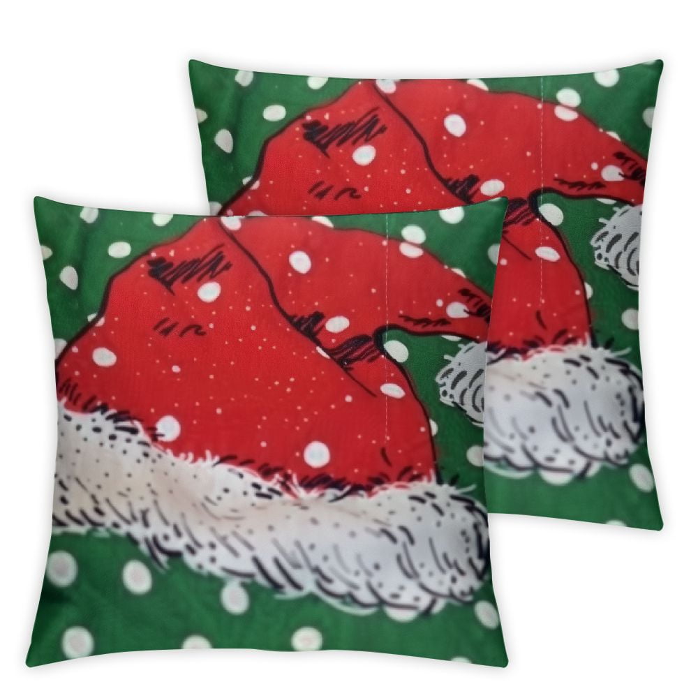 Ulloord Christmas Pillow Covers Set of 2 Red Green Throw Pillow Covers Merry Christmas Merry ...