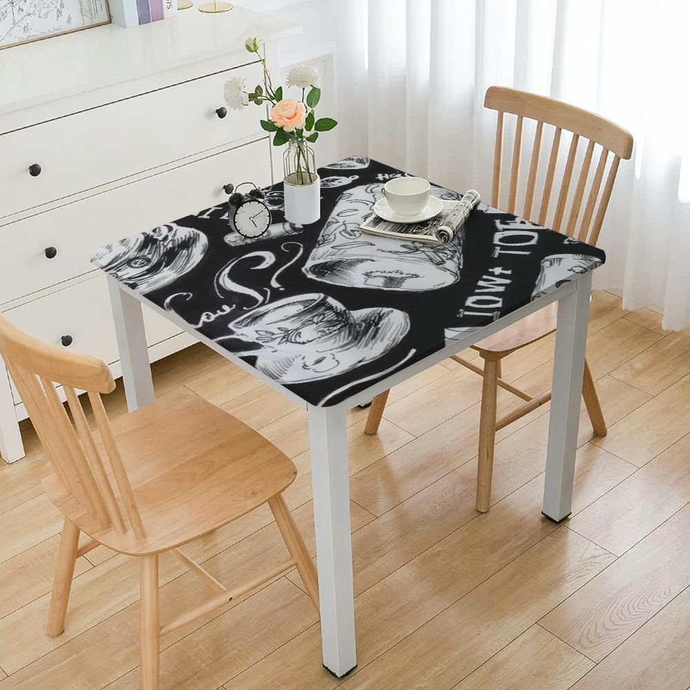 Ulloord Coffee Style Polyester Square Fitted Table Cloths, Waterproof ...