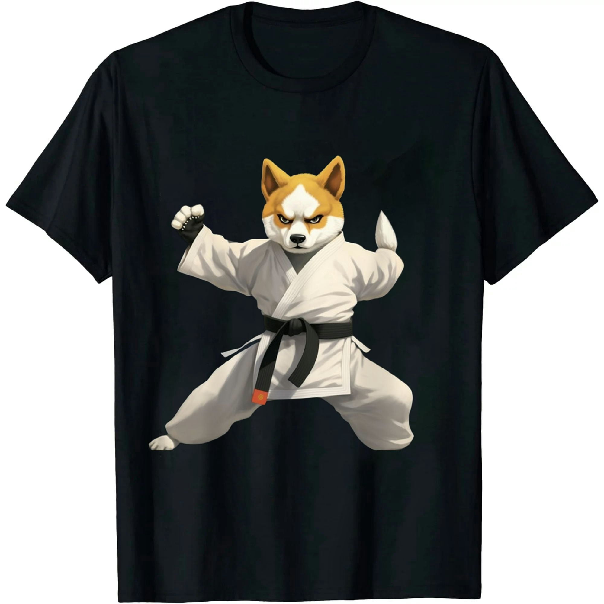 Ulloord Corgi Doing Karate Kick Black Belt Martial Arts Dog T-Shirt ...