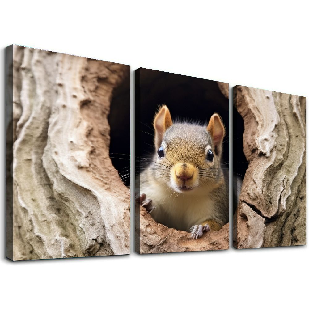 Ulloord Cute Baby Squirrel Looking Out From Tree Knothole Wild Animal ...