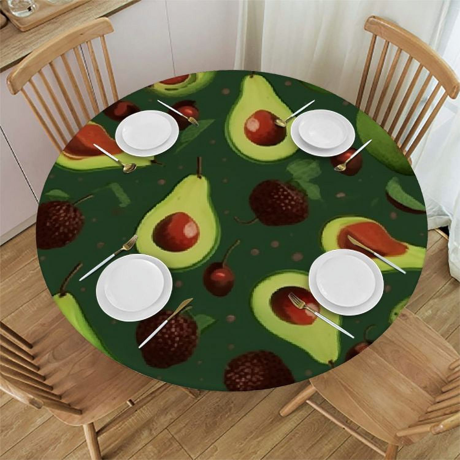 Ulloord Cute Cartoon Funny Avocado Fitted Round Table Cover with ...