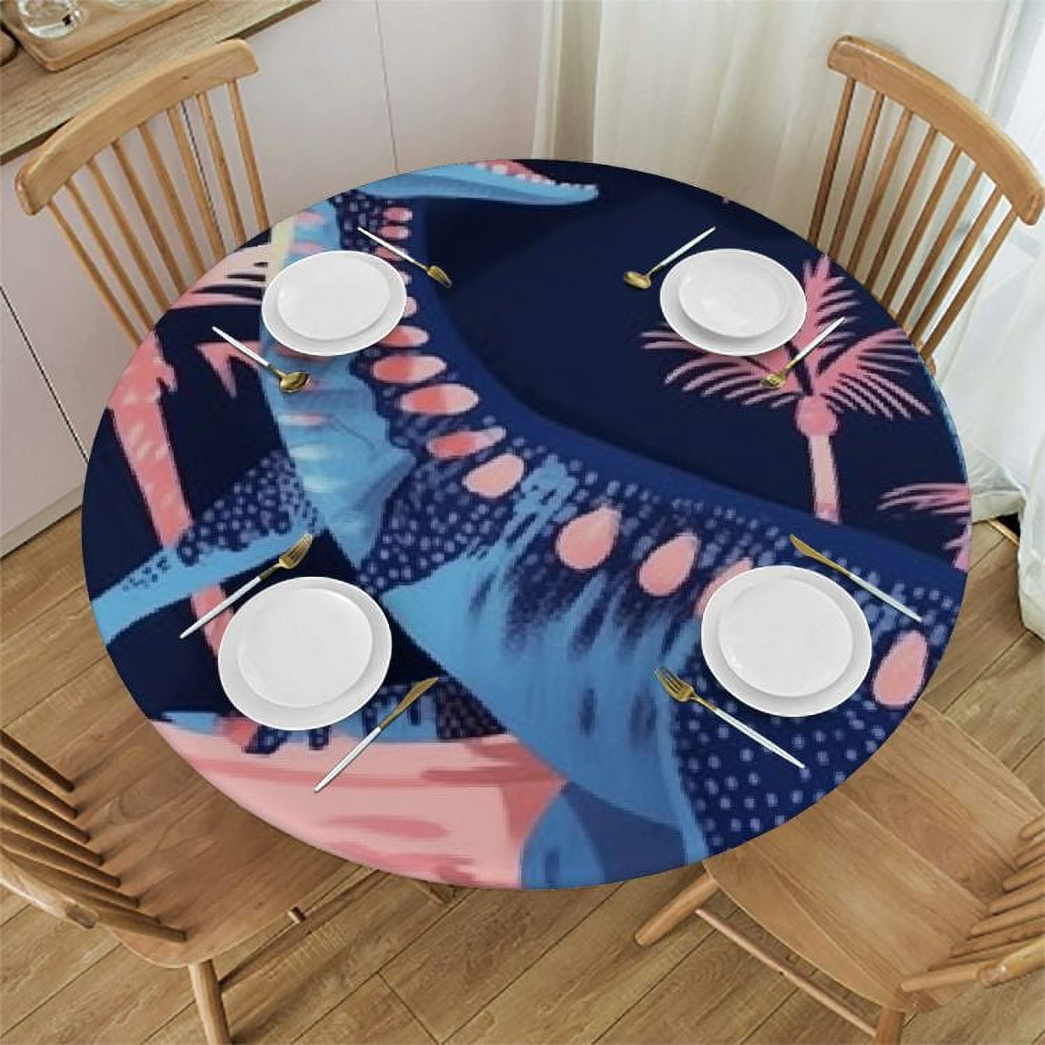 Ulloord Cute Dinosaurs Round Fitted Tablecloth, Cartoon Dinosaur ...
