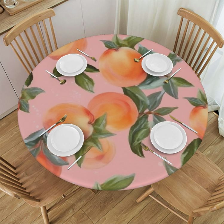 Ulloord Cute Peach Seamless Pattern Fitted Round Table Cover with ...