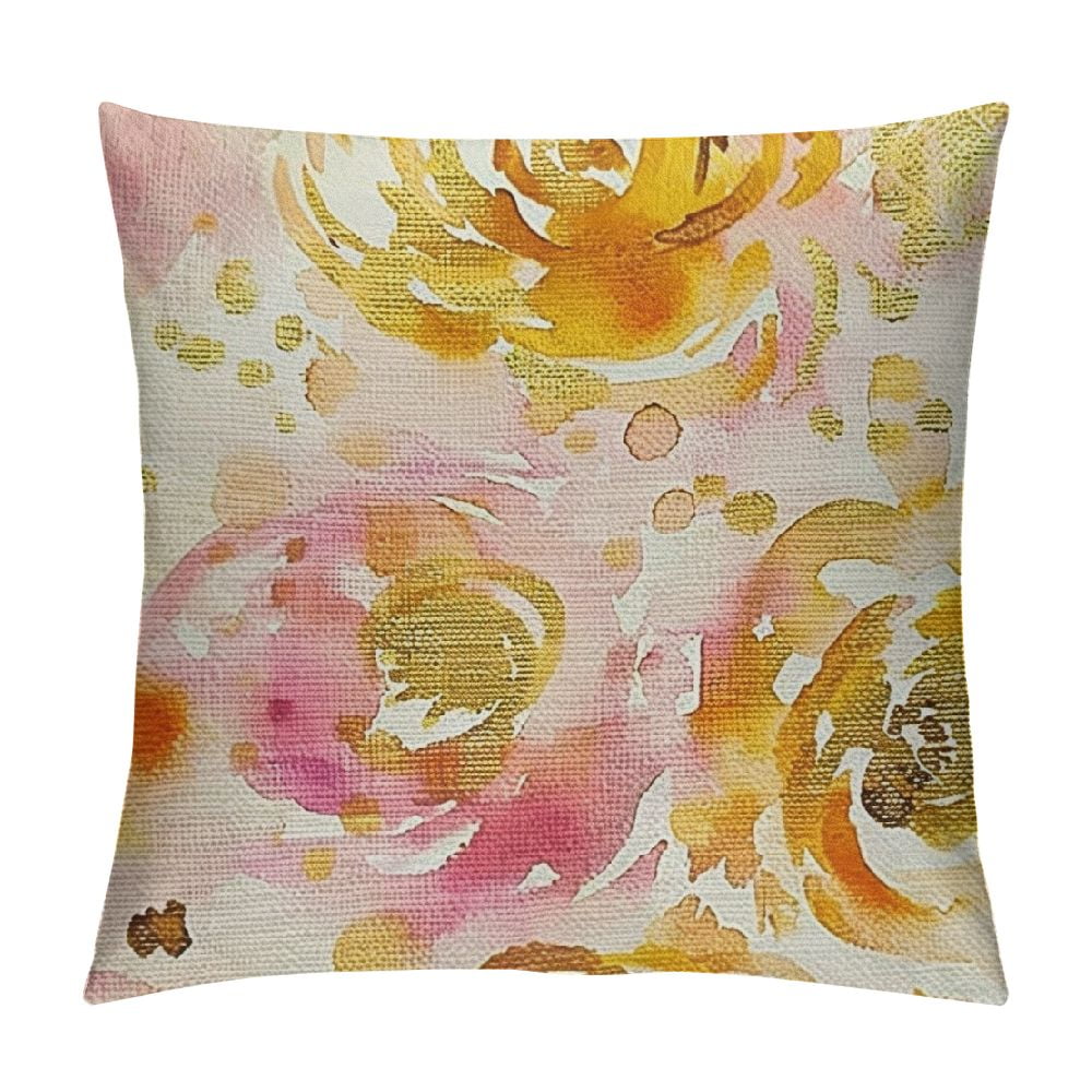 Ulloord Decorative Linen Square Throw Pillow Cover Hand Flora Element ...