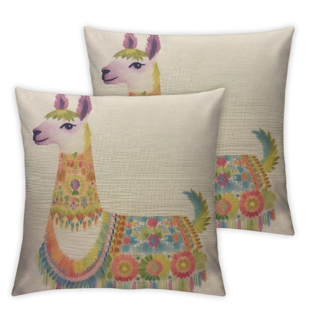 Ulloord Decorative Throw Pillow Cover for Couch Sofa,Cute Alpaca Watercolor Painting White Llama ...