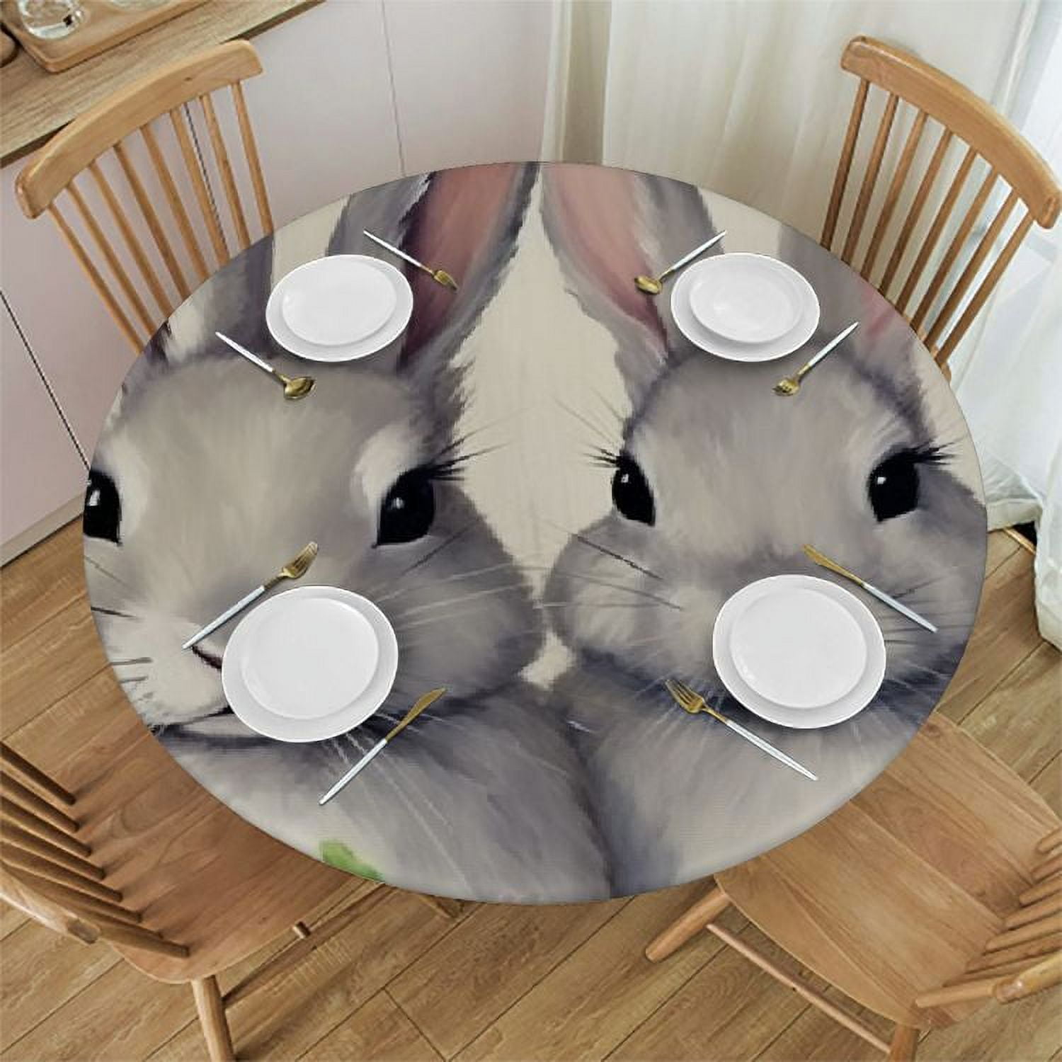 Ulloord Easter Elastic Round Tablecloth Spring Colorful Flower Easter ...