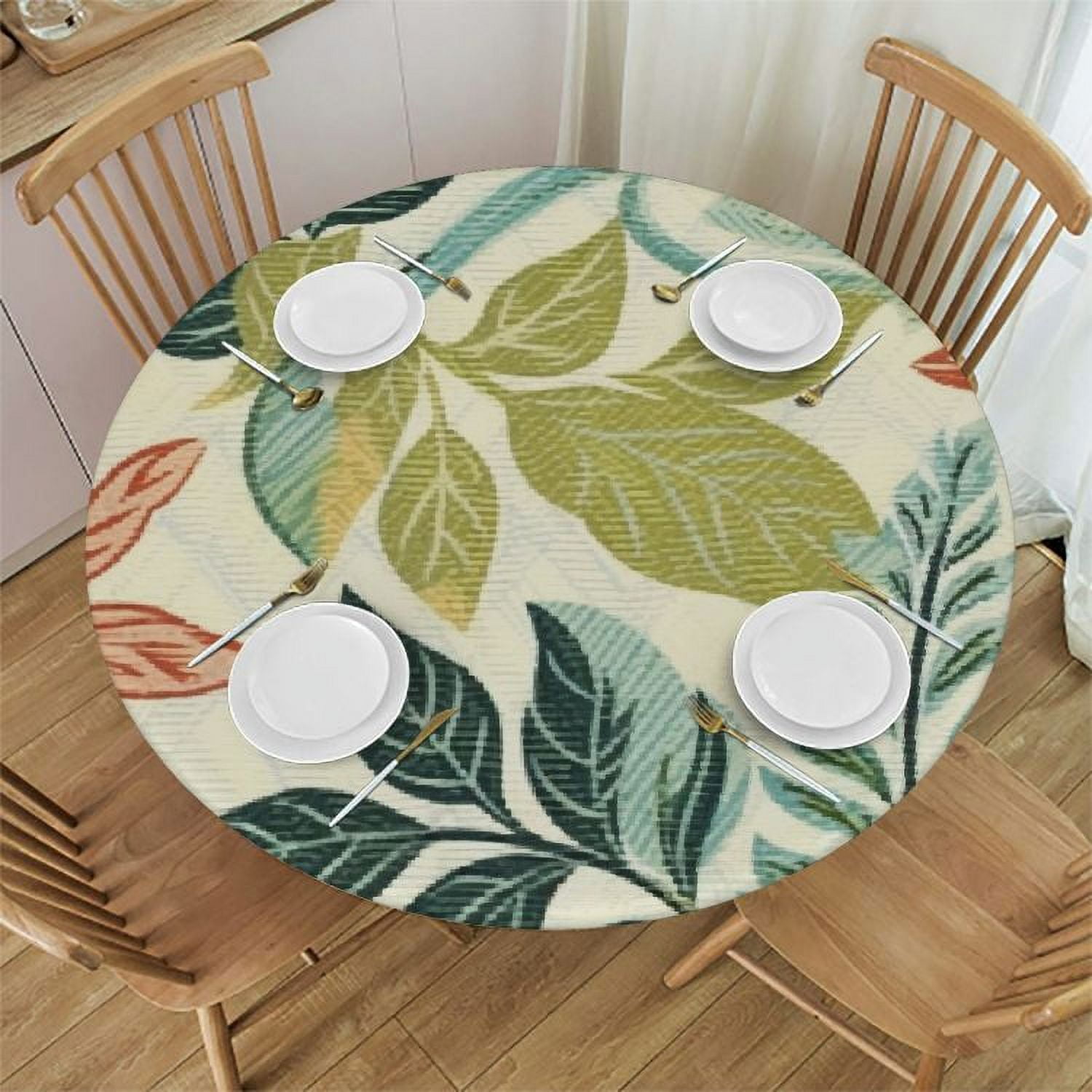 Ulloord Elastic Edged Flannel Backed Vinyl Fitted Table Cover ...