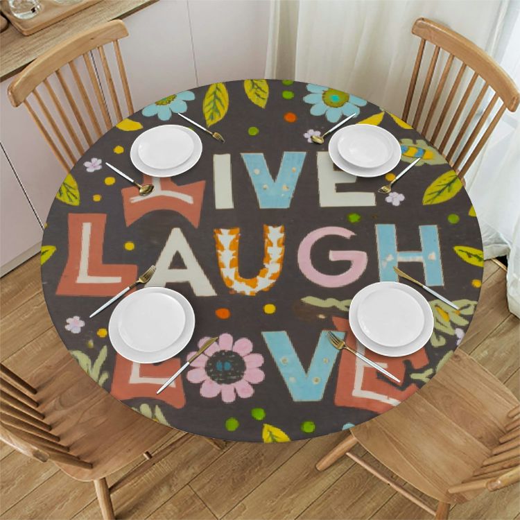 Ulloord Elastic Round Tablecloth, Blue Hydrangea Green Leaves Vintage ...