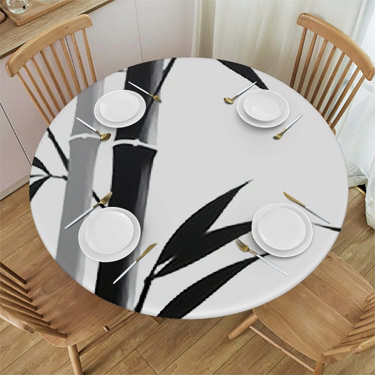 Ulloord Elastic Tablecloth, Bamboo Decorative Fabric Table Cover for ...