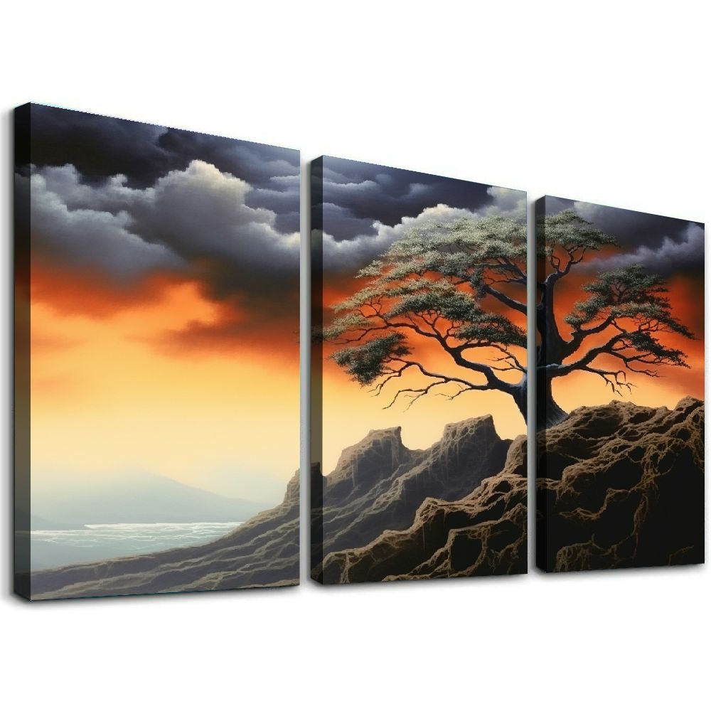 Ulloord Erupting Volcano Lava Cherry Blossom Tree Wall Art Paintings ...