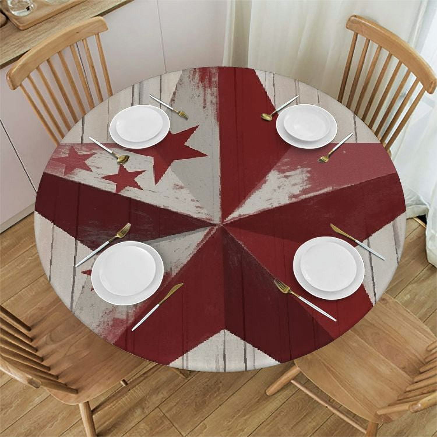 Ulloord Farmhouse Country Western Star, Elastic Fitted Edged Round ...