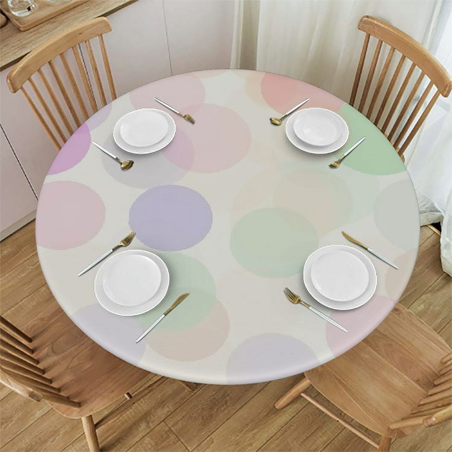 Ulloord Fitted Table Cover for Round Tables Geometric Minimalist Polka ...