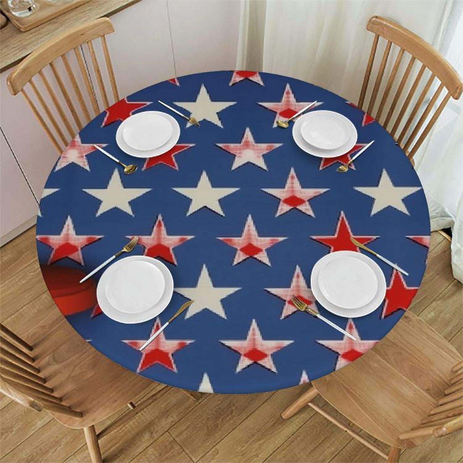Ulloord Fitted Table Cover for Round Tables Happy Independence Day ...