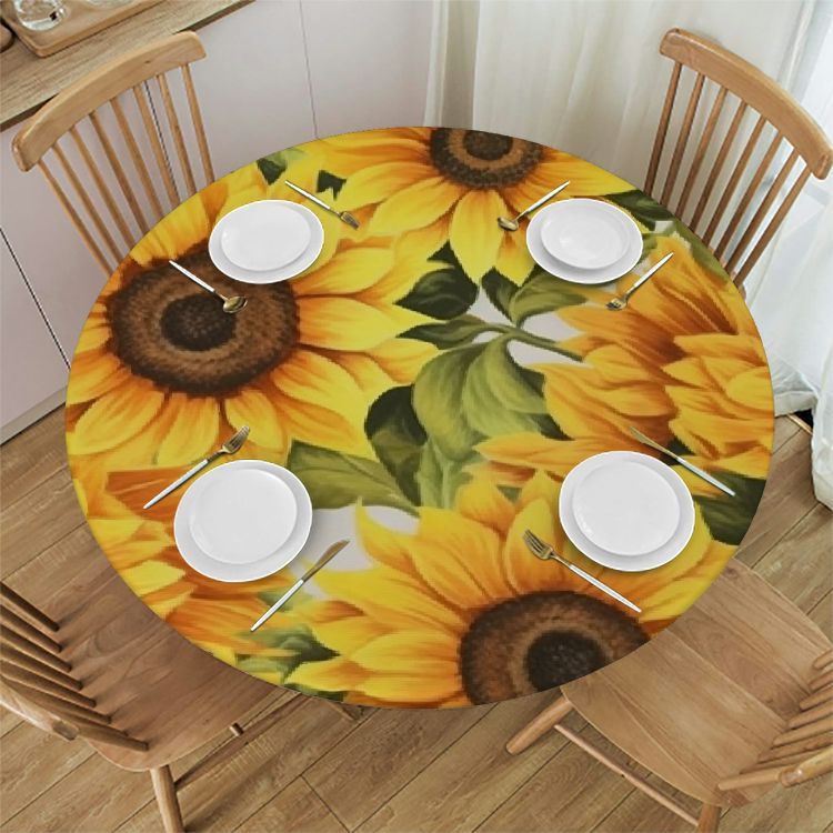 Ulloord Fitted Table Cover for Round Tables Watercolor Art Tablecloth ...