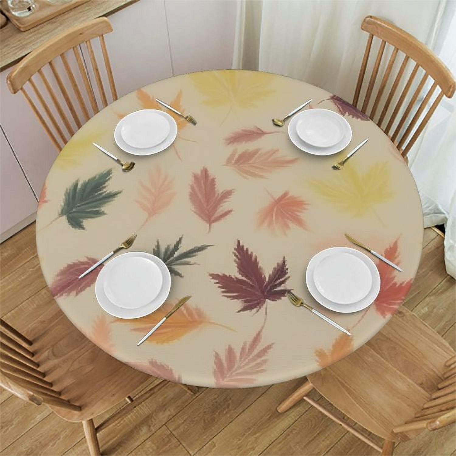 Ulloord Fitted Table Round Cover Elastic Edged Tablecloth,Autumn Leaves ...