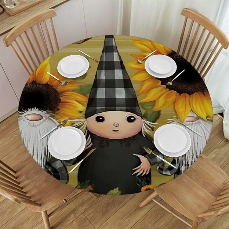 Ulloord Fitted Table Round Cover Elastic Edged Tablecloth,Farm Wreath ...