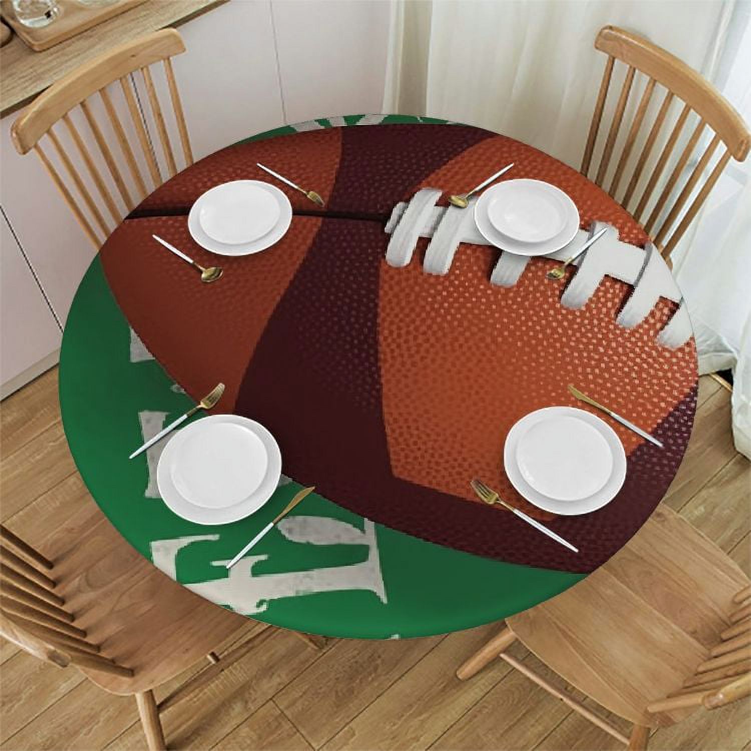 Ulloord Fitted Tablecloth for Round Table,Fall Watercolor Football ...