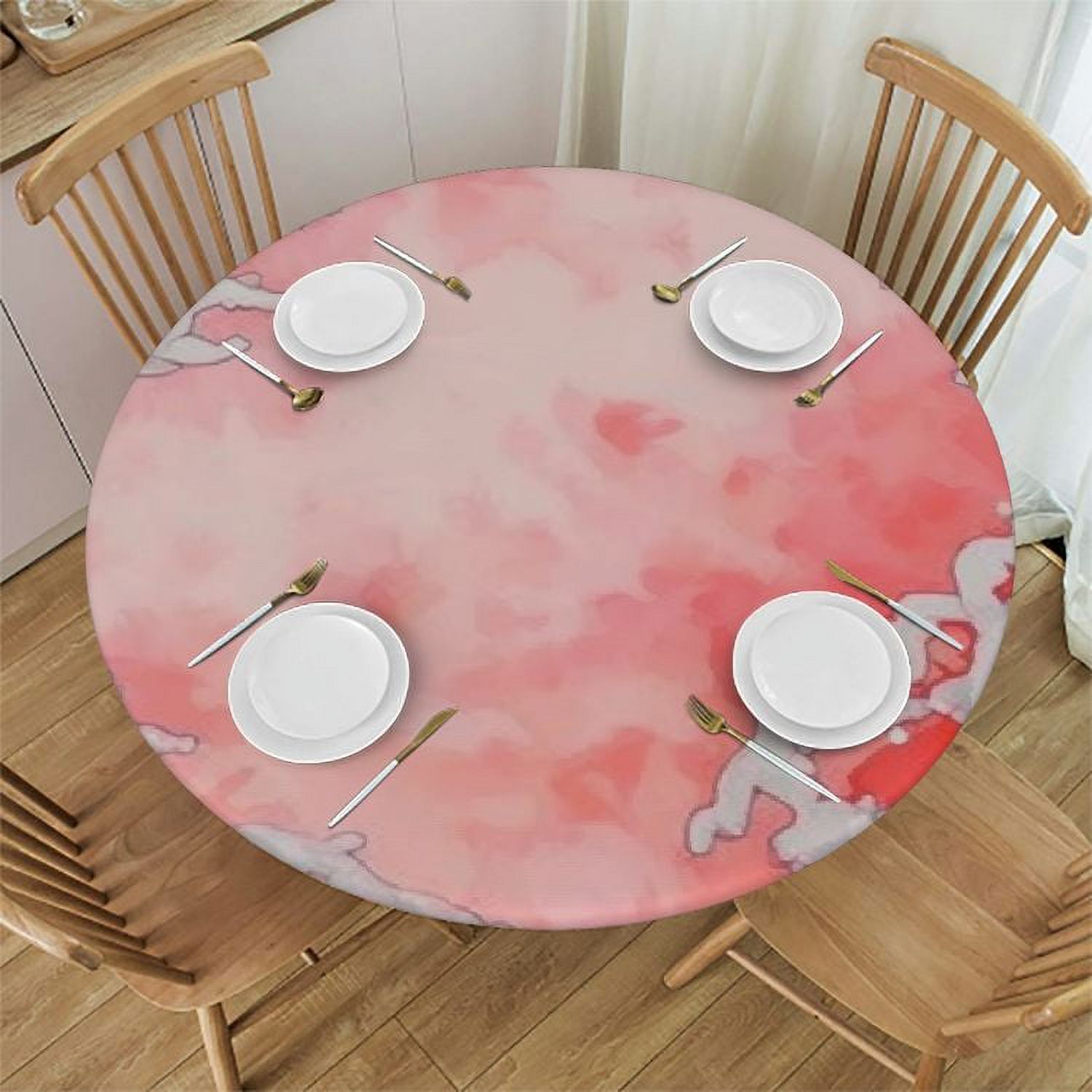 Ulloord Fitted Tablecloth for Round Table,Pink Gradient Oil Painting ...