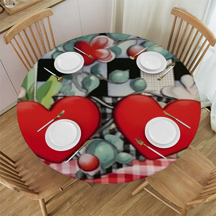 Ulloord Fitted Tablecloth for Round Table, Eucalyptus Leaves Table ...