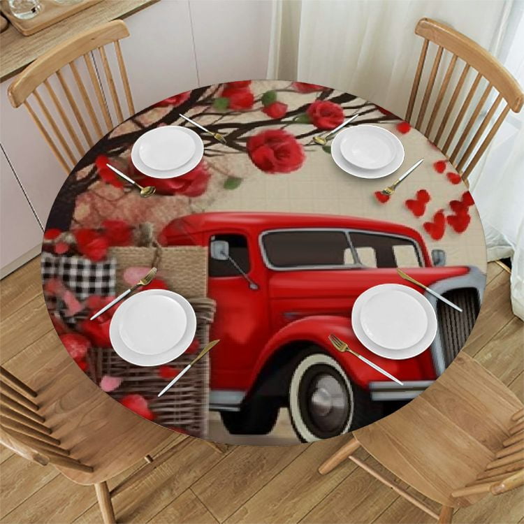 Ulloord Fitted Tablecloth for Round Table, Table Cover with Elastic ...
