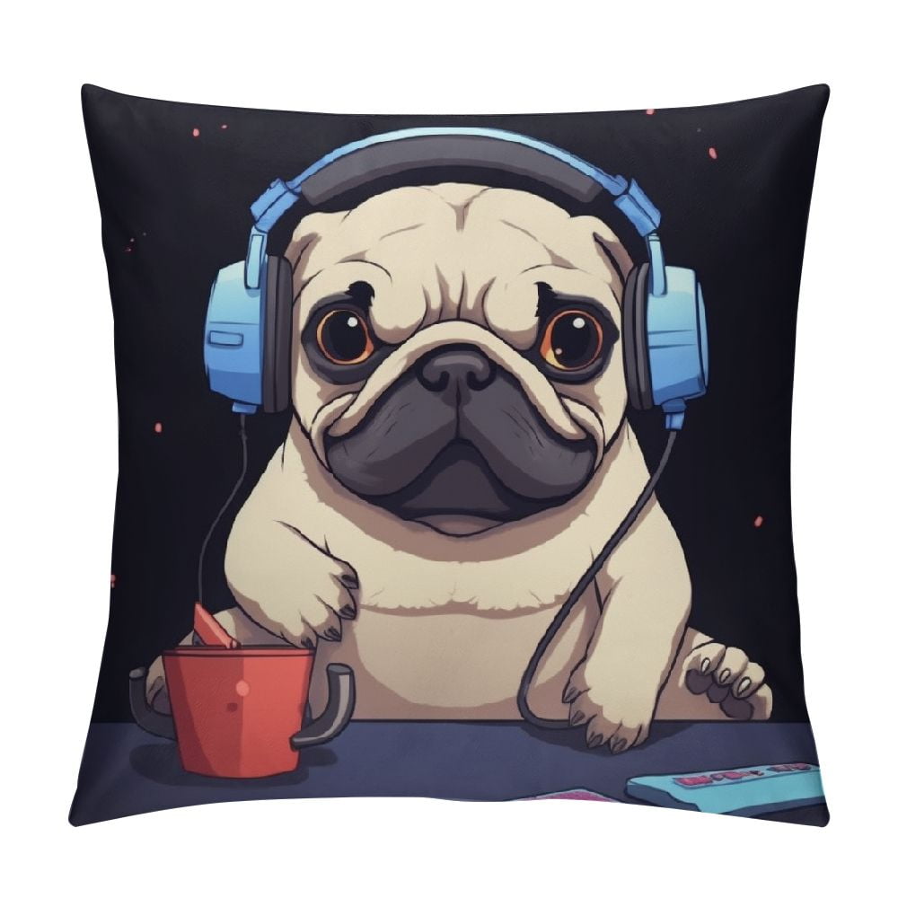 Ulloord Gift Store Gamer Pugs Video Game Gift Throw Pillowcase ...