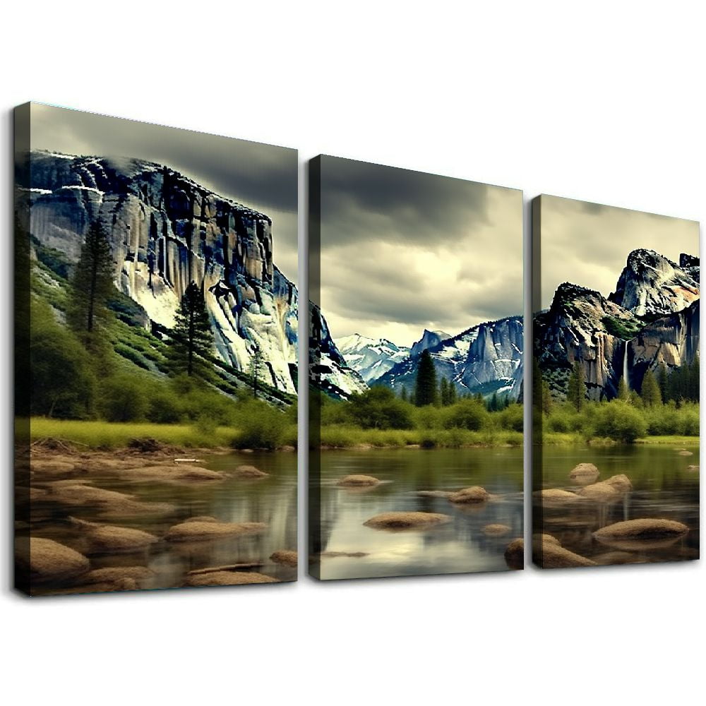 Ulloord Green Wall Art Mountain Clear Water Nature Pictures Wall Decor ...