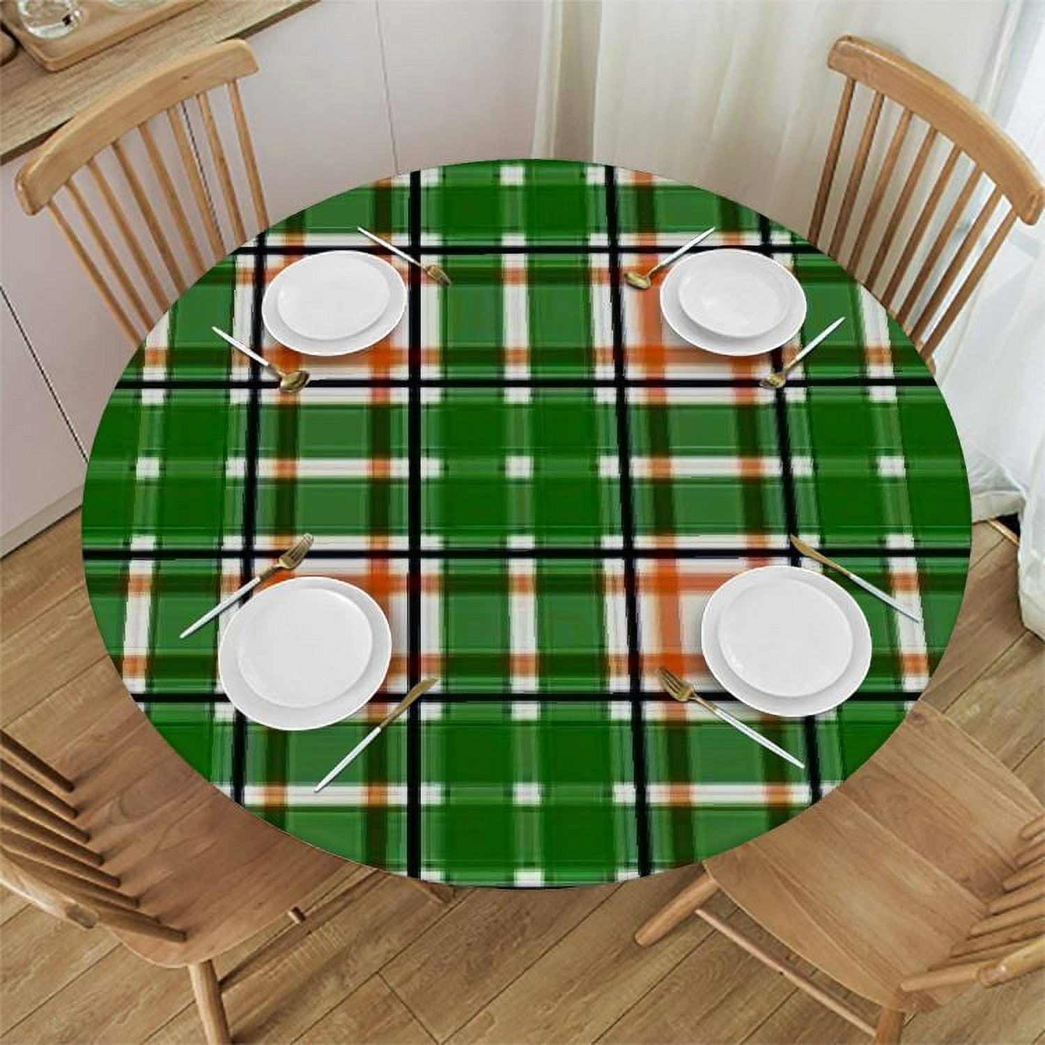 Ulloord Green White Seamless Table Cloth for Round Tables Geometric ...
