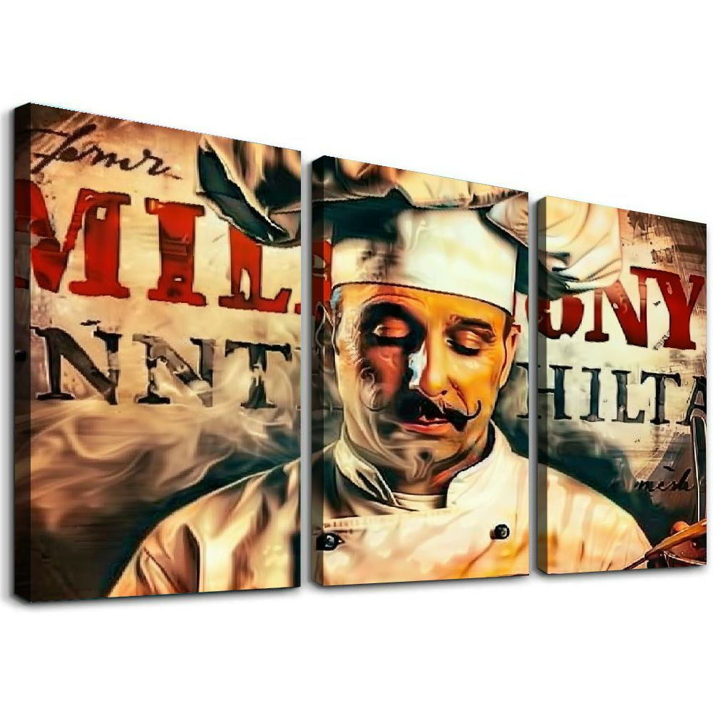Ulloord Happy Fat Chef Art Poster Canvas Painting Kitchen Art ...