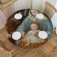 Brielle Home Printed Fabric Table Cover American Flag 42" Round Round ...