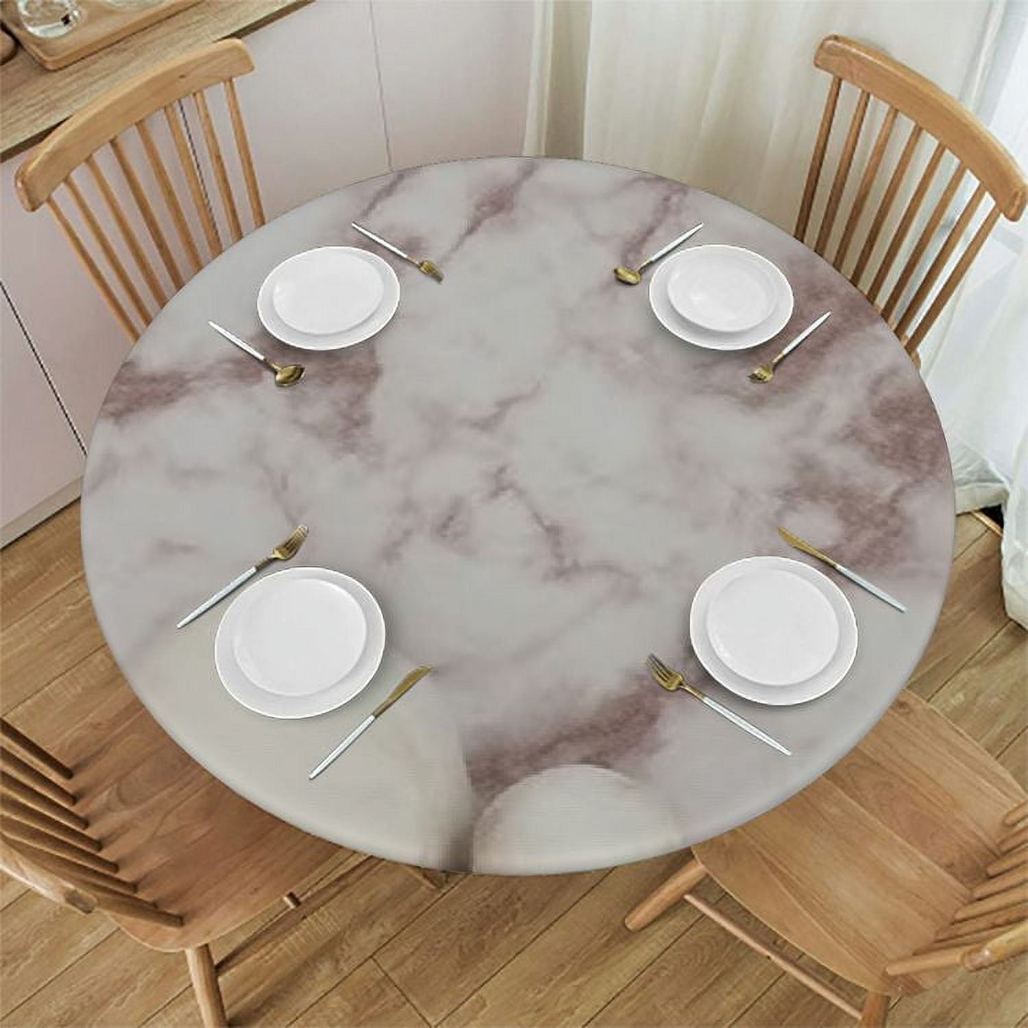 Ulloord Indoor Outdoor Patio Round Fitted Vinyl Tablecloth, Flannel ...