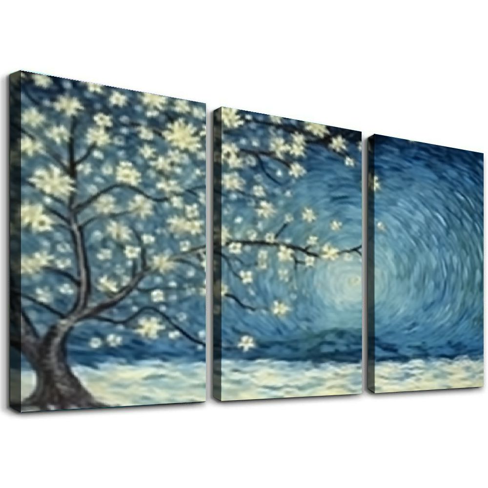 Ulloord Large Wall Art for Living Room Modern Blue Tree Canvas Print ...