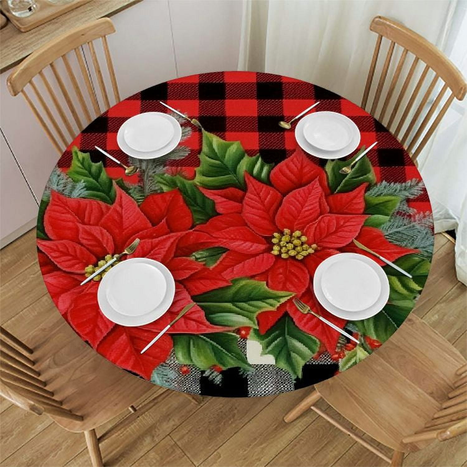 Ulloord Merry Christmas , Elastic Fitted Edged Round Tablecloth Fade ...