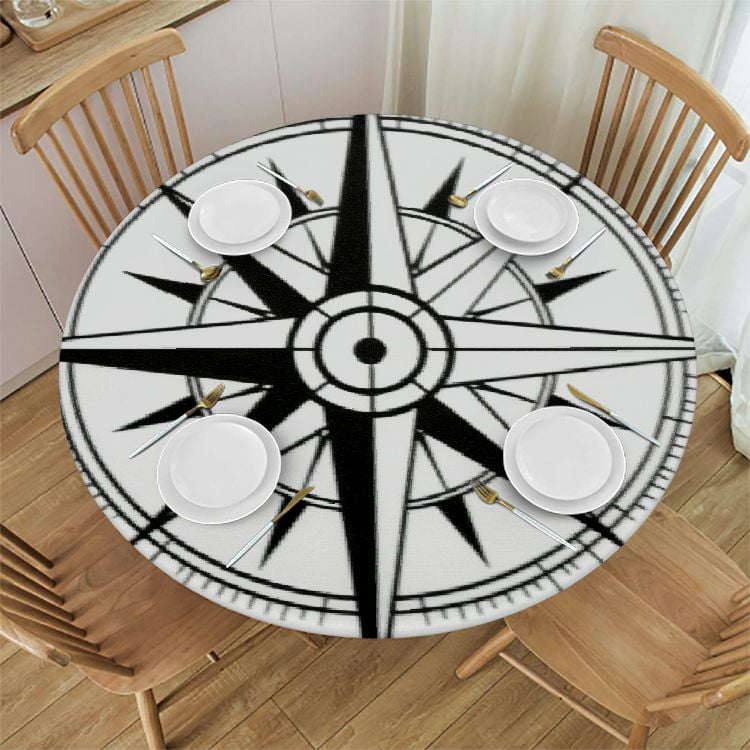 Ulloord Nautical Compass Wind Rose, Elastic Fitted Edged Round ...
