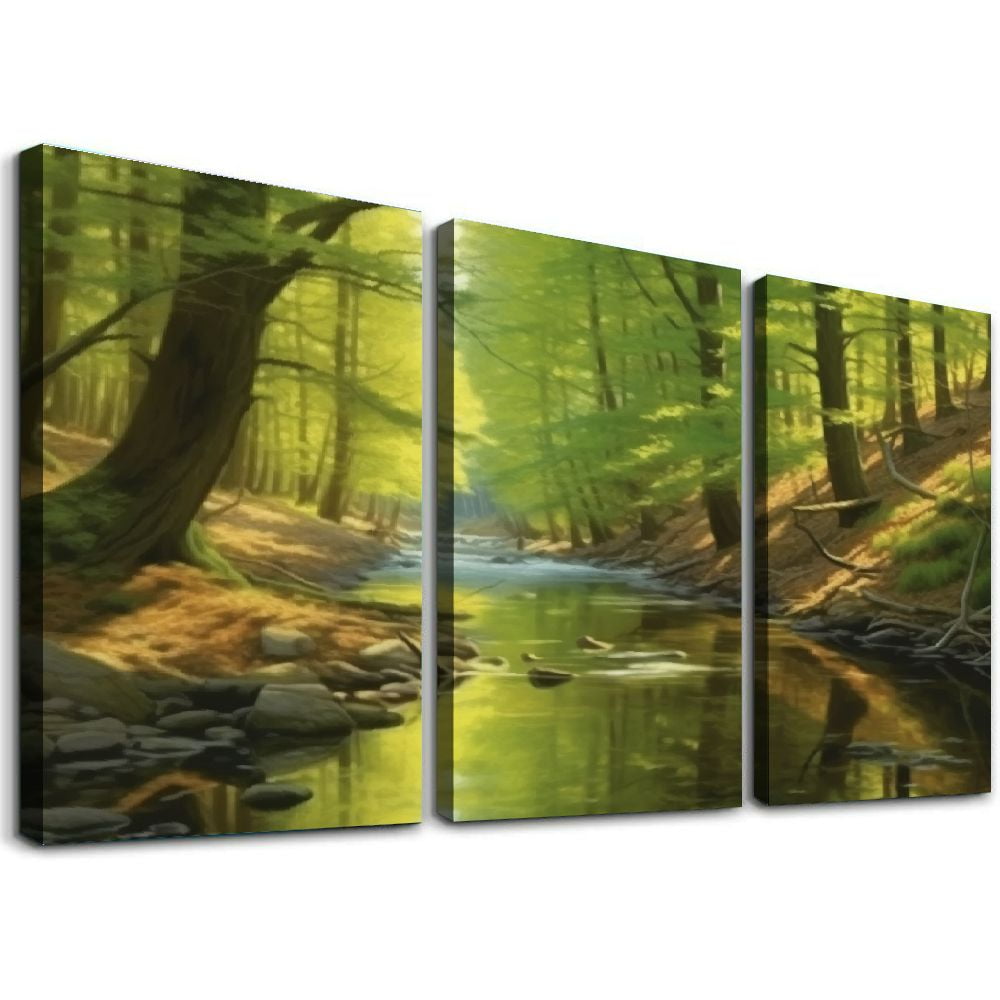 Ulloord Painting - Green Forest Stream Poster - Classic painting ...