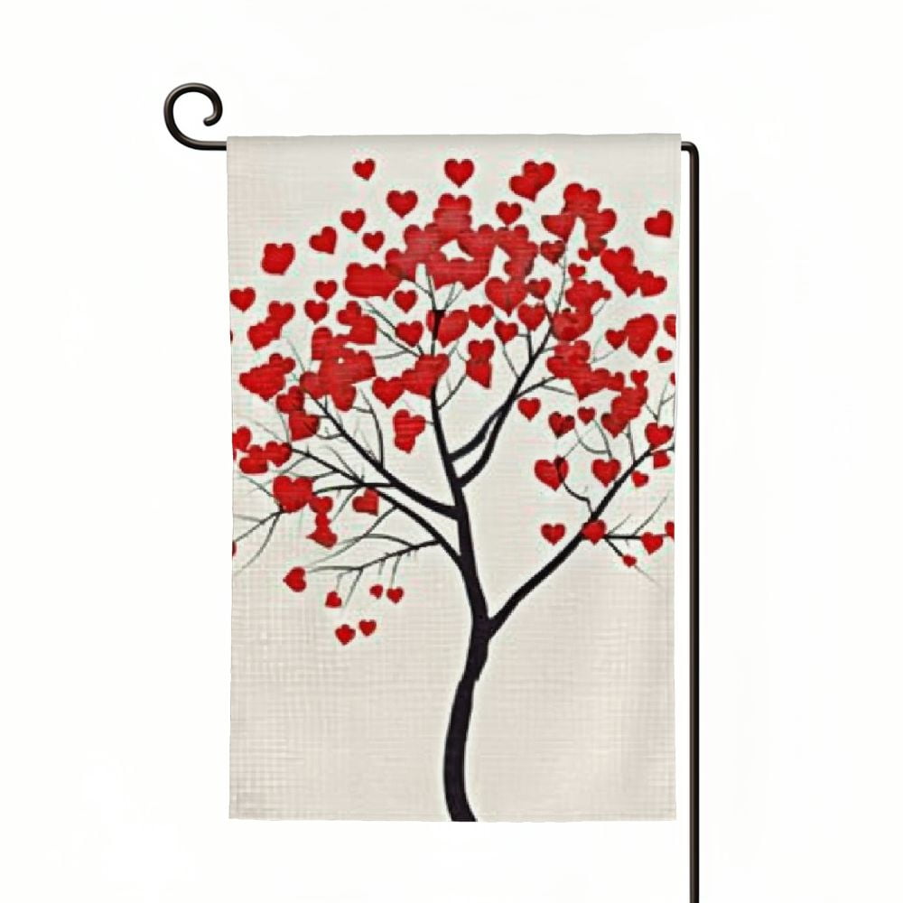 Ulloord Red Heart Tree Flags Double Sided Outdoor Flag Love for ...
