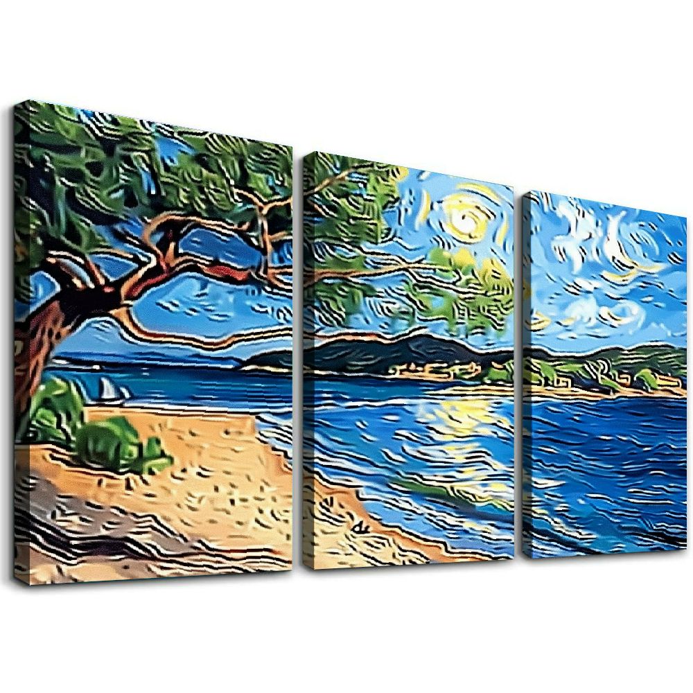 Ulloord Riverside Ready to Hang Wall Art Paintings Printed Picture Canvas Painting for Home ...