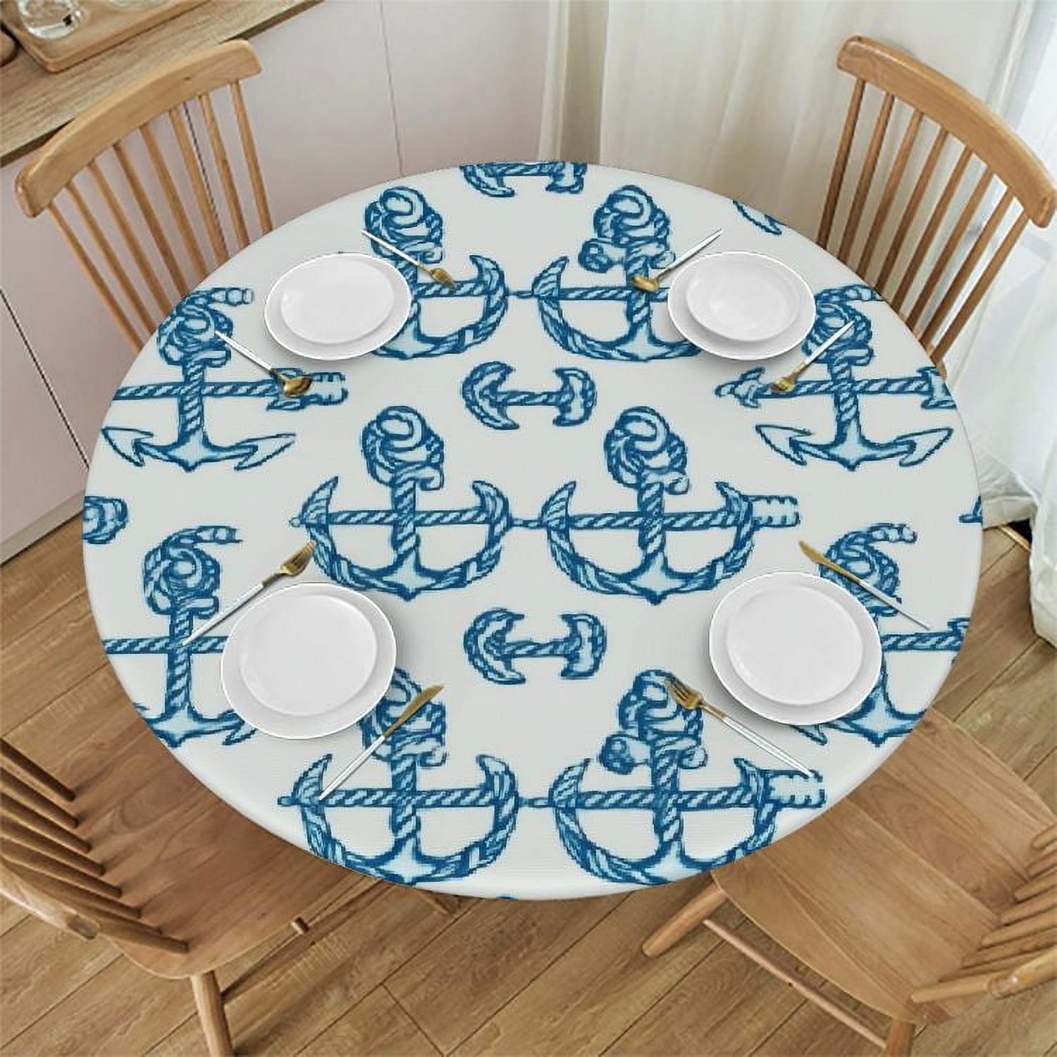 Ulloord Round Edge Closing Tablecloth, Anchor Elastic Edged Tablecloth ...
