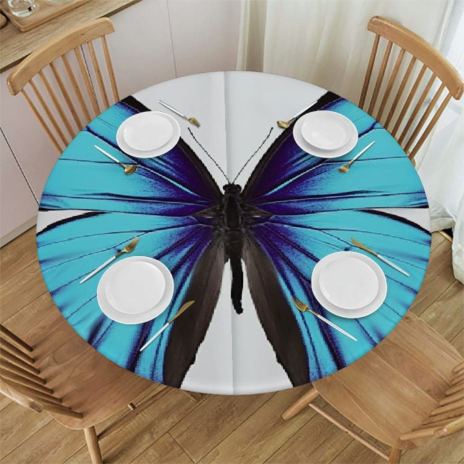 Ulloord Round Edge Closing Tablecloth, Butterflies Elastic Edged ...