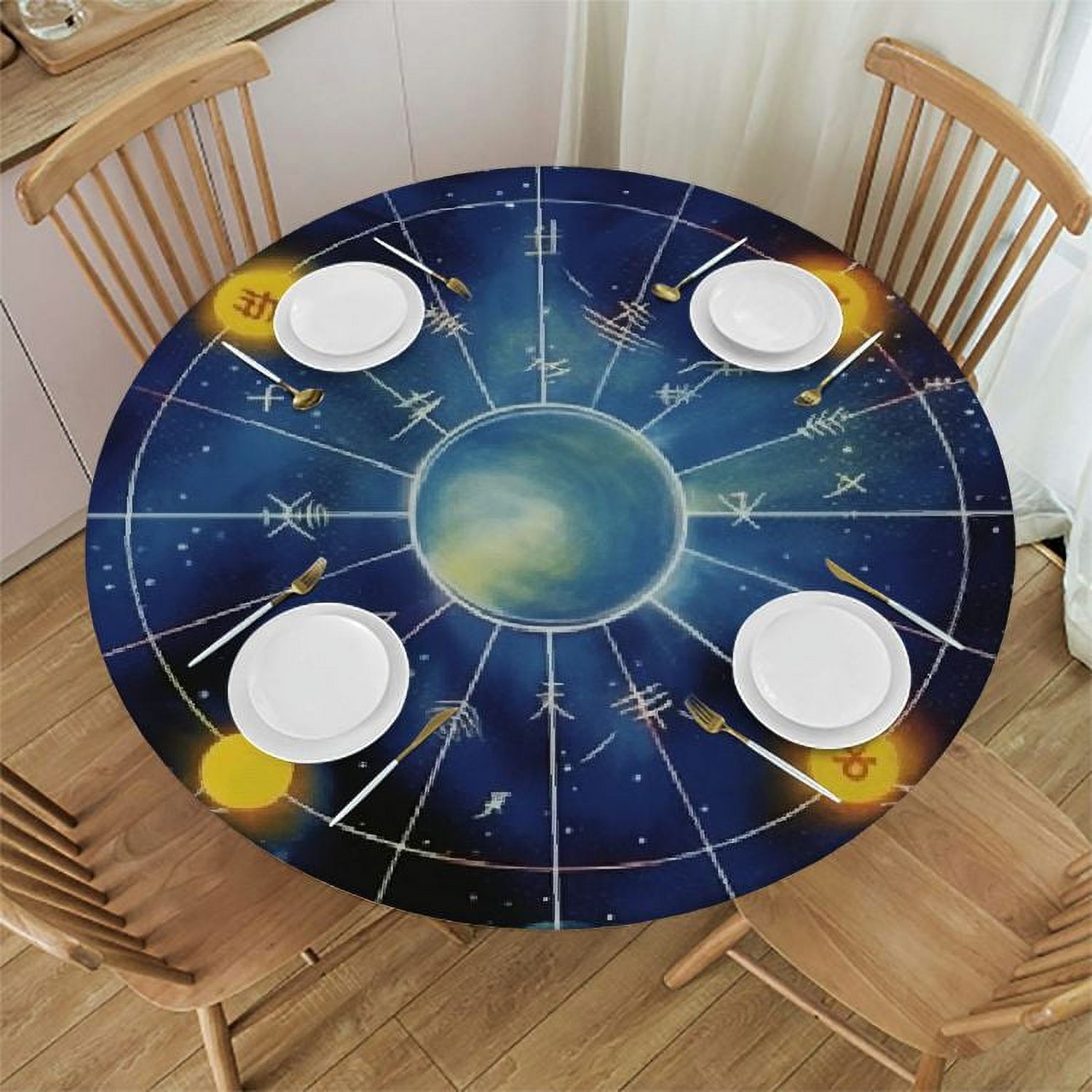 Ulloord Round Edge Closing Tablecloth, Constellation Elastic Edged ...