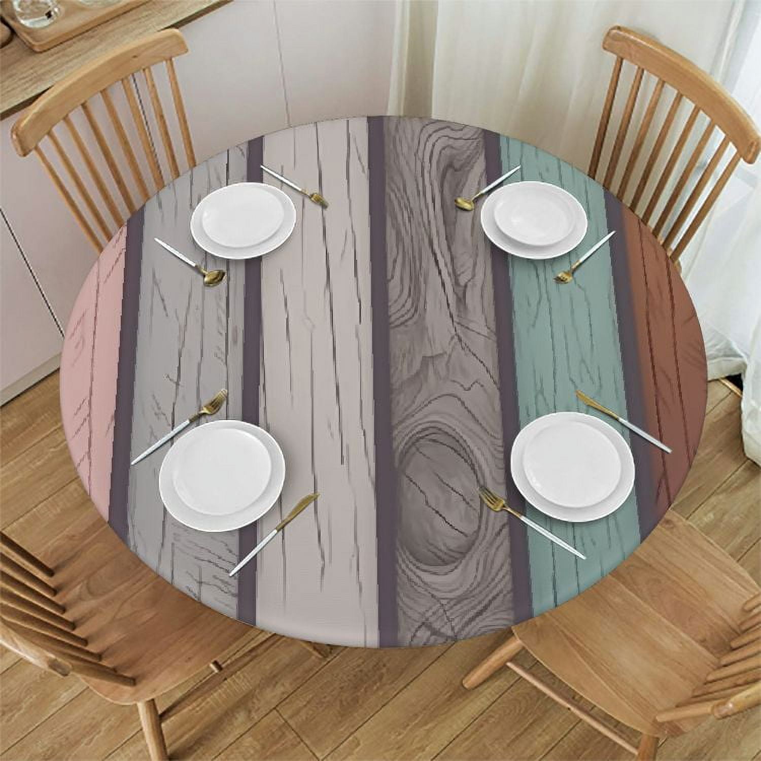 Ulloord Round Fitted Table Cover for Dining Tables,Elastic Edged ...