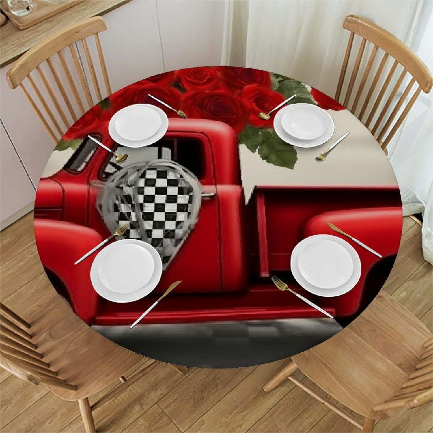 Ulloord Round Fitted Table Cover for Dining Tables,Elastic Edged ...