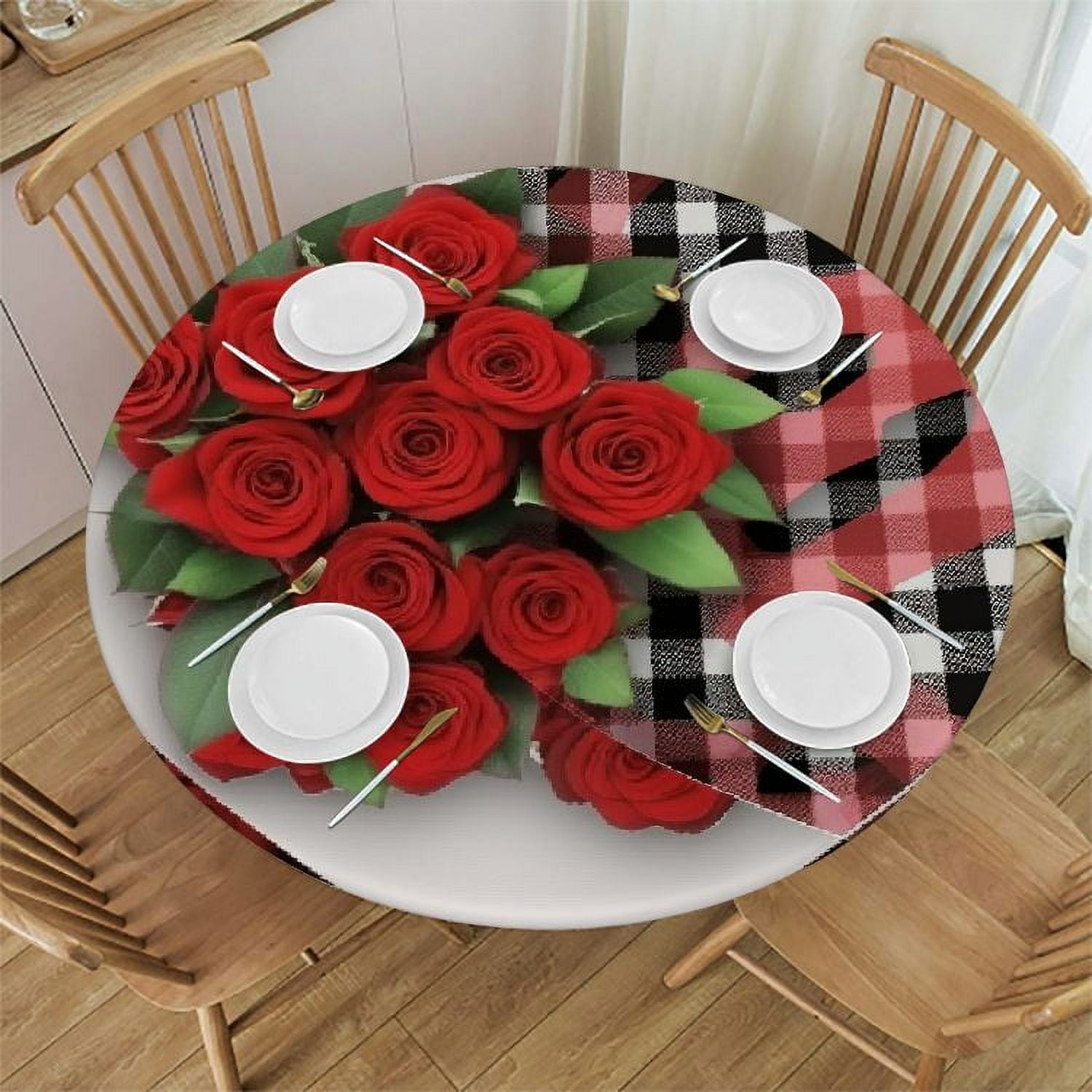 Ulloord Round Fitted Table Cover for Dining Tables,Elastic Edged ...