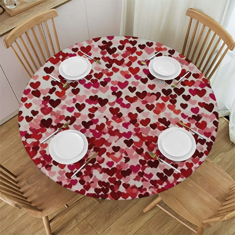Ulloord Round Fitted Table Cover, Elastic Edged Tablecloth, Wipeable ...