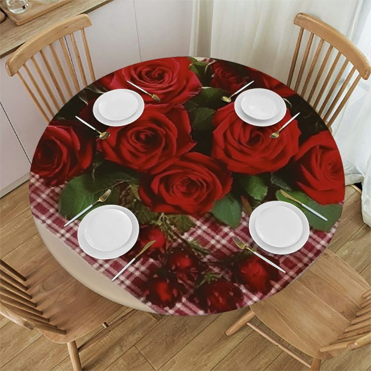 Ulloord Round Fitted Table Cover for Dining Tables,Elastic Edged ...