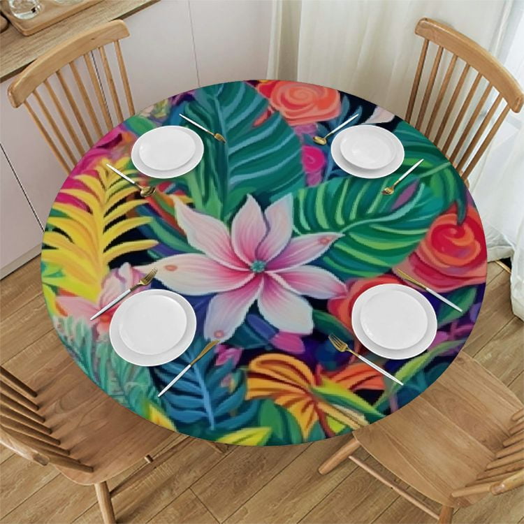 Ulloord Round Table Cover, Table Cloth Round Fitted Vinyl Tablecloth ...