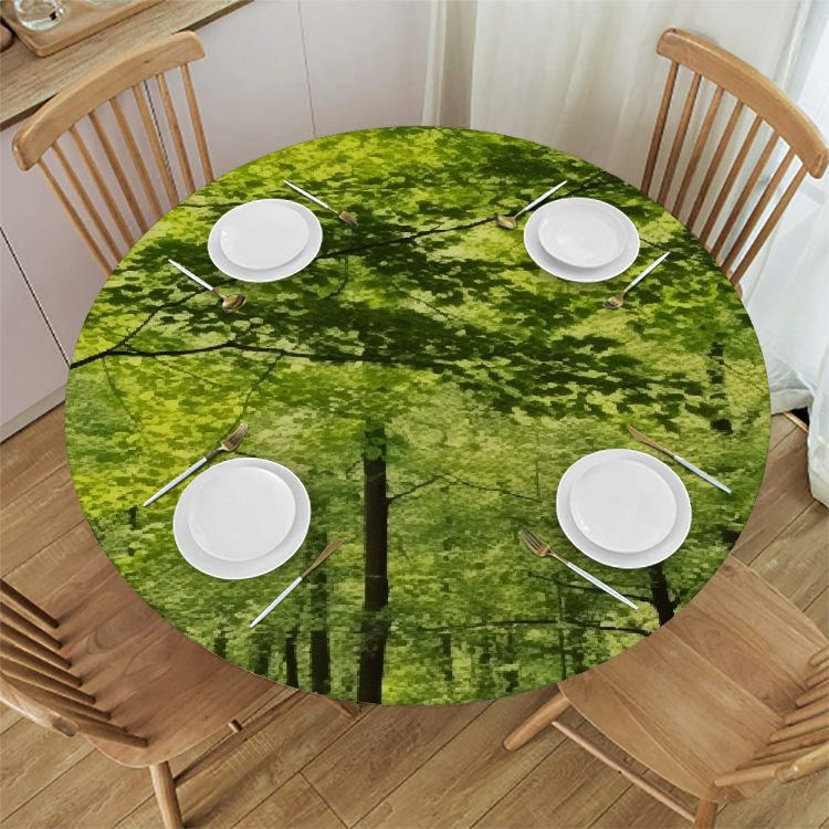 Ulloord Round Table Cover, Table Cloth Round Fitted Vinyl Tablecloth ...