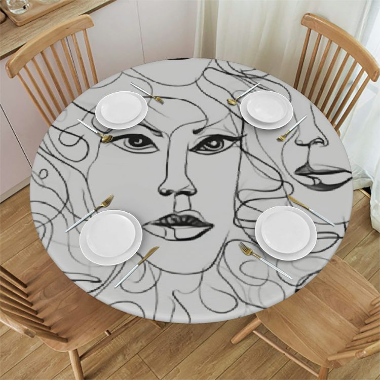 Ulloord Round Table Cover, Waterproof Reusable Table Cloth Round Fitted ...
