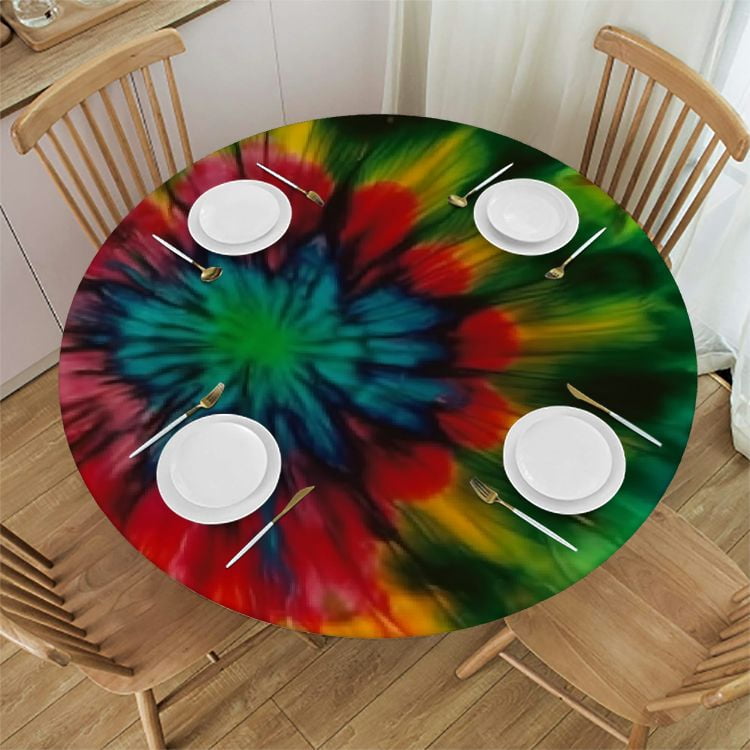 Ulloord Round Table Cover, Waterproof Reusable Table Cloth Round Fitted ...